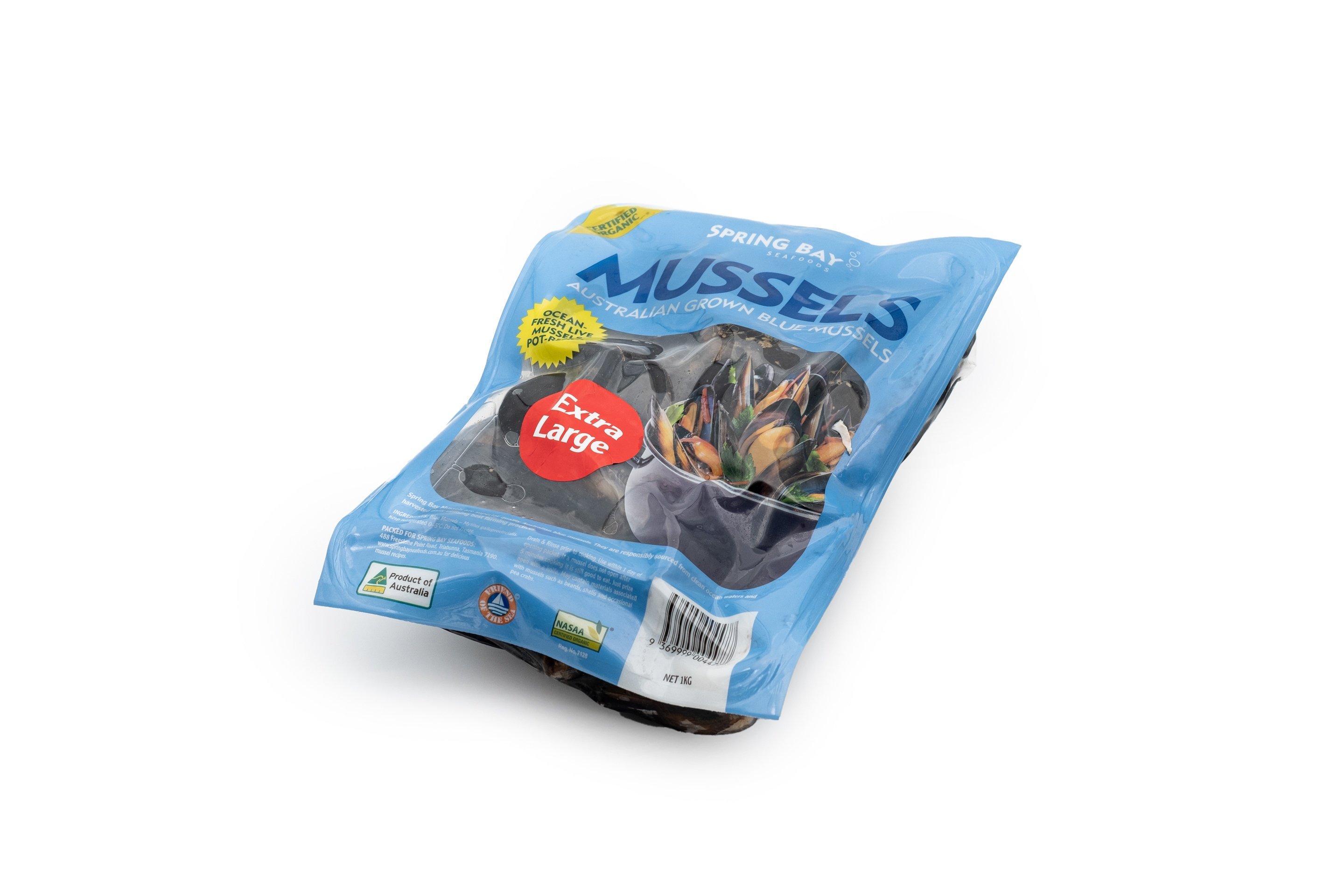 Live Spring Bay Mussels (Pot Ready) - 1kg
