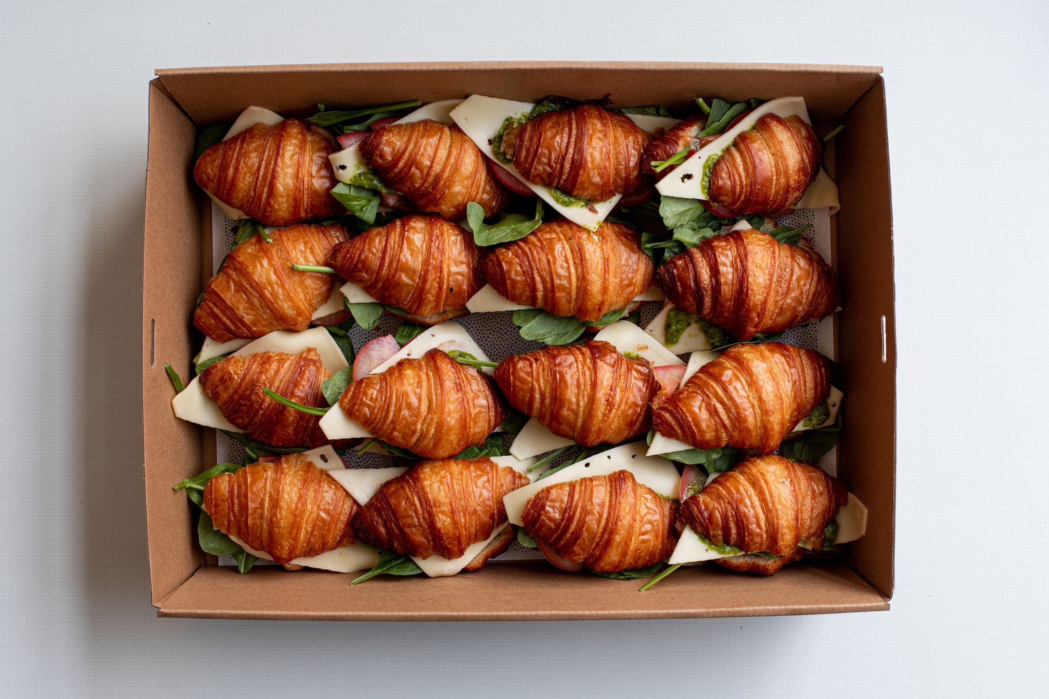 MINI SPINACH, CHEESE, TOMATO CROISSANTS